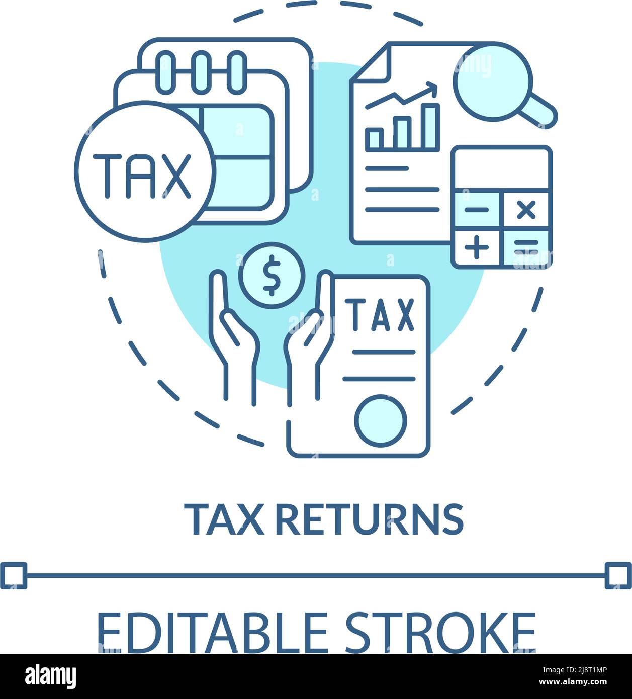Tax returns turquoise concept icon Stock Vector Image & Art - Alamy