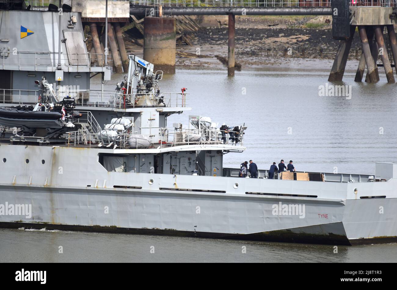 18/05/2022 Tilbury UK. HMS Tyne is a River-Class offshore patrol vessel ...