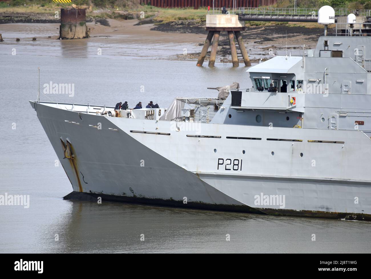 18/05/2022 Tilbury UK. HMS Tyne is a River-Class offshore patrol vessel ...