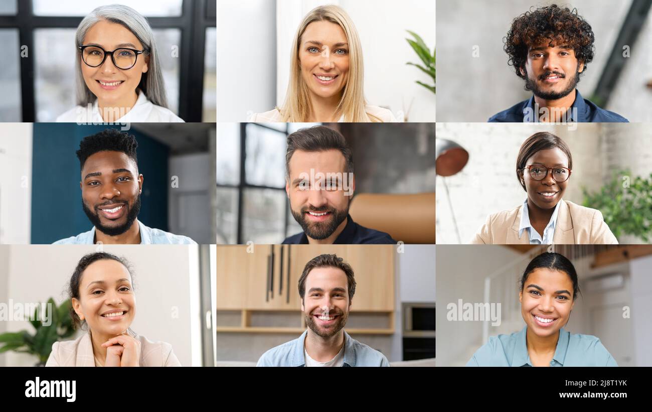 Computer monitor screen with a group of multiracial people ...