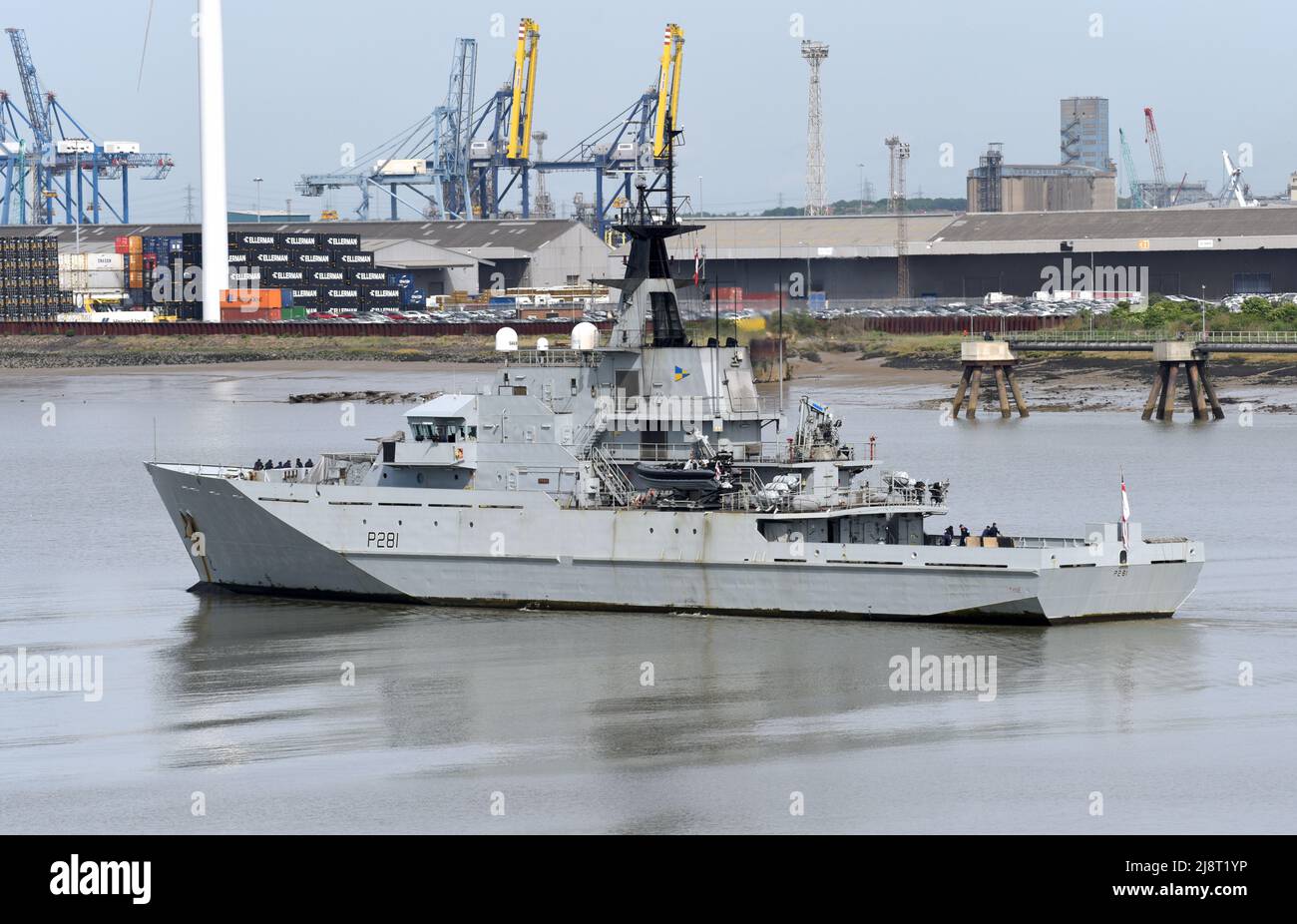 18/05/2022 Tilbury UK. HMS Tyne is a River-Class offshore patrol vessel ...
