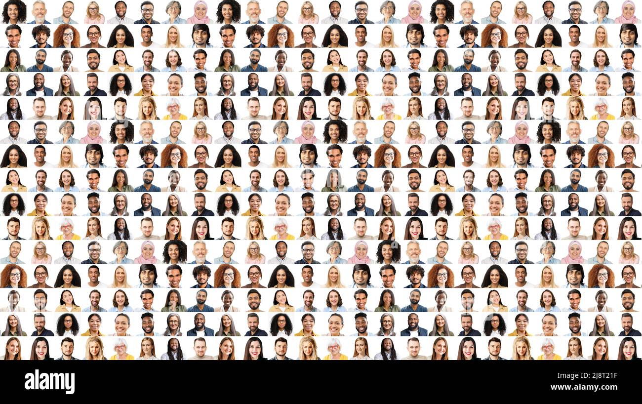 Crowded screen with international multiethnic business persons, many ...