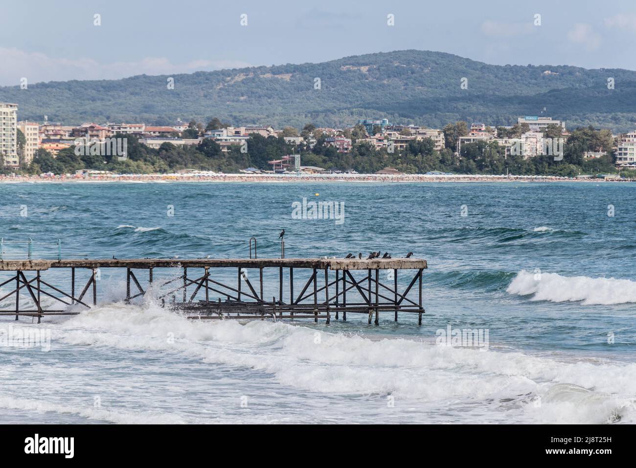 Old, abandoned jetty rotting away over the sea Stock Photo - Alamy
