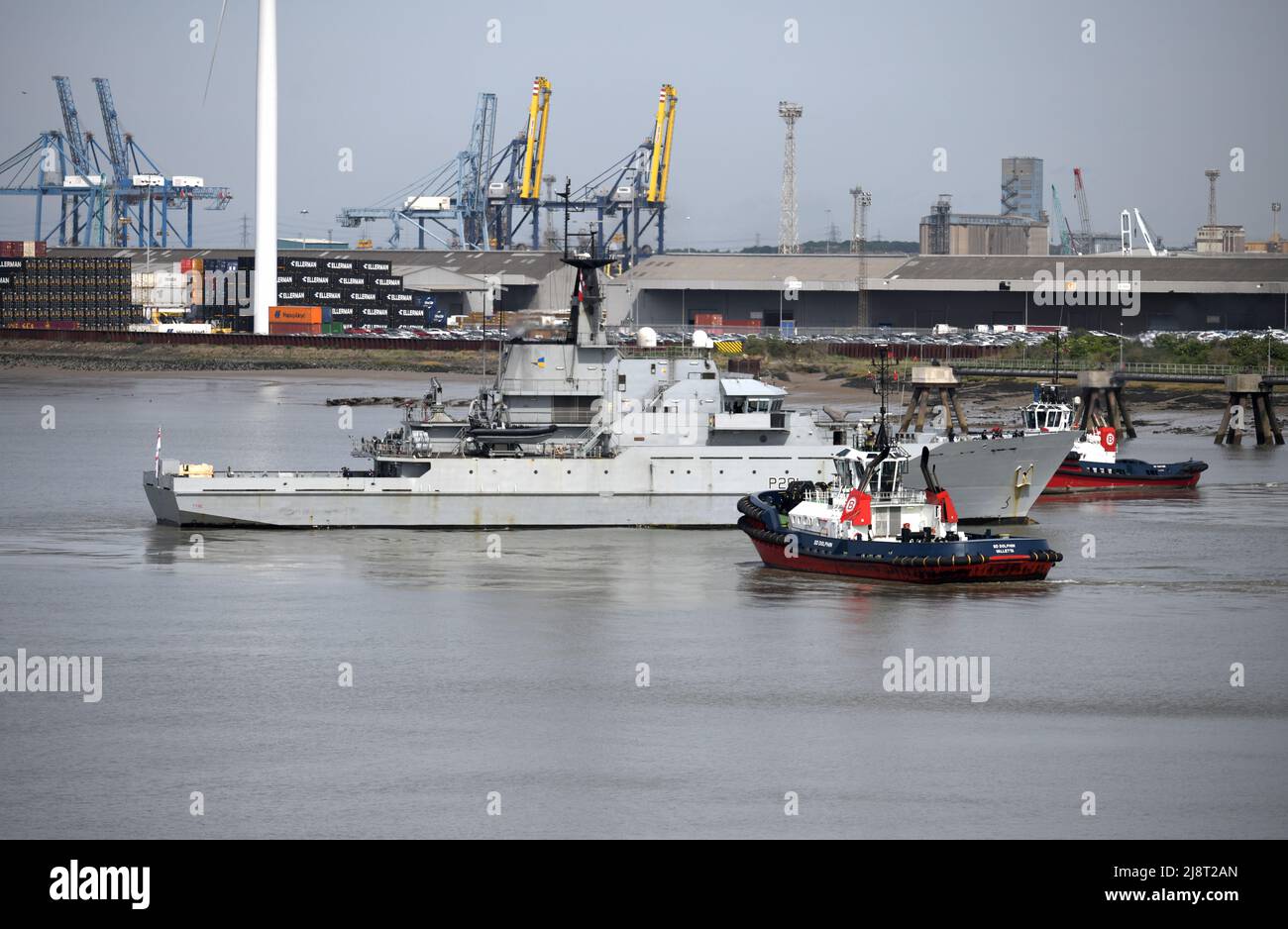 18/05/2022 Tilbury UK. HMS Tyne is a River-Class offshore patrol vessel ...
