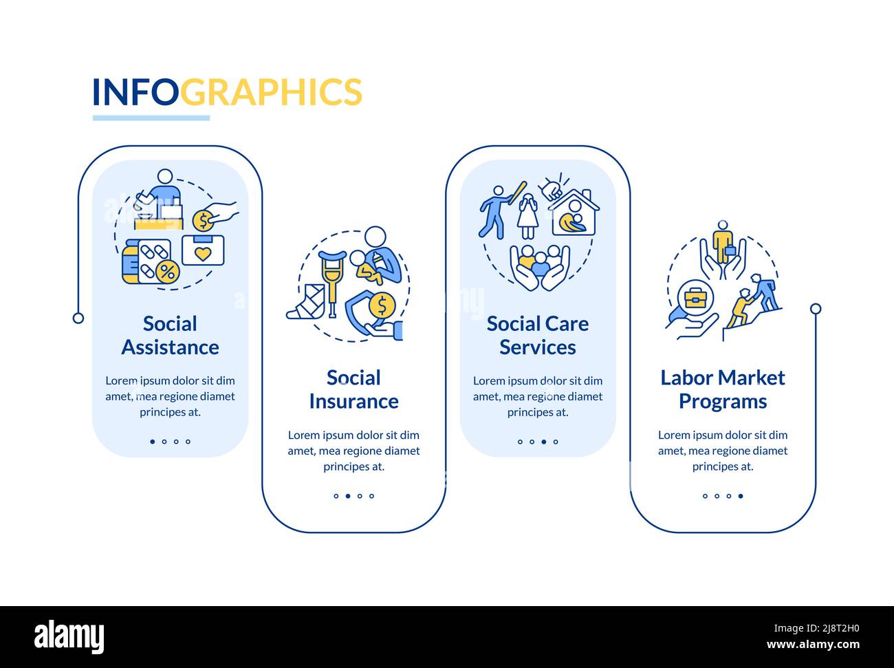 Social protection blue rectangle infographic template Stock Vector ...