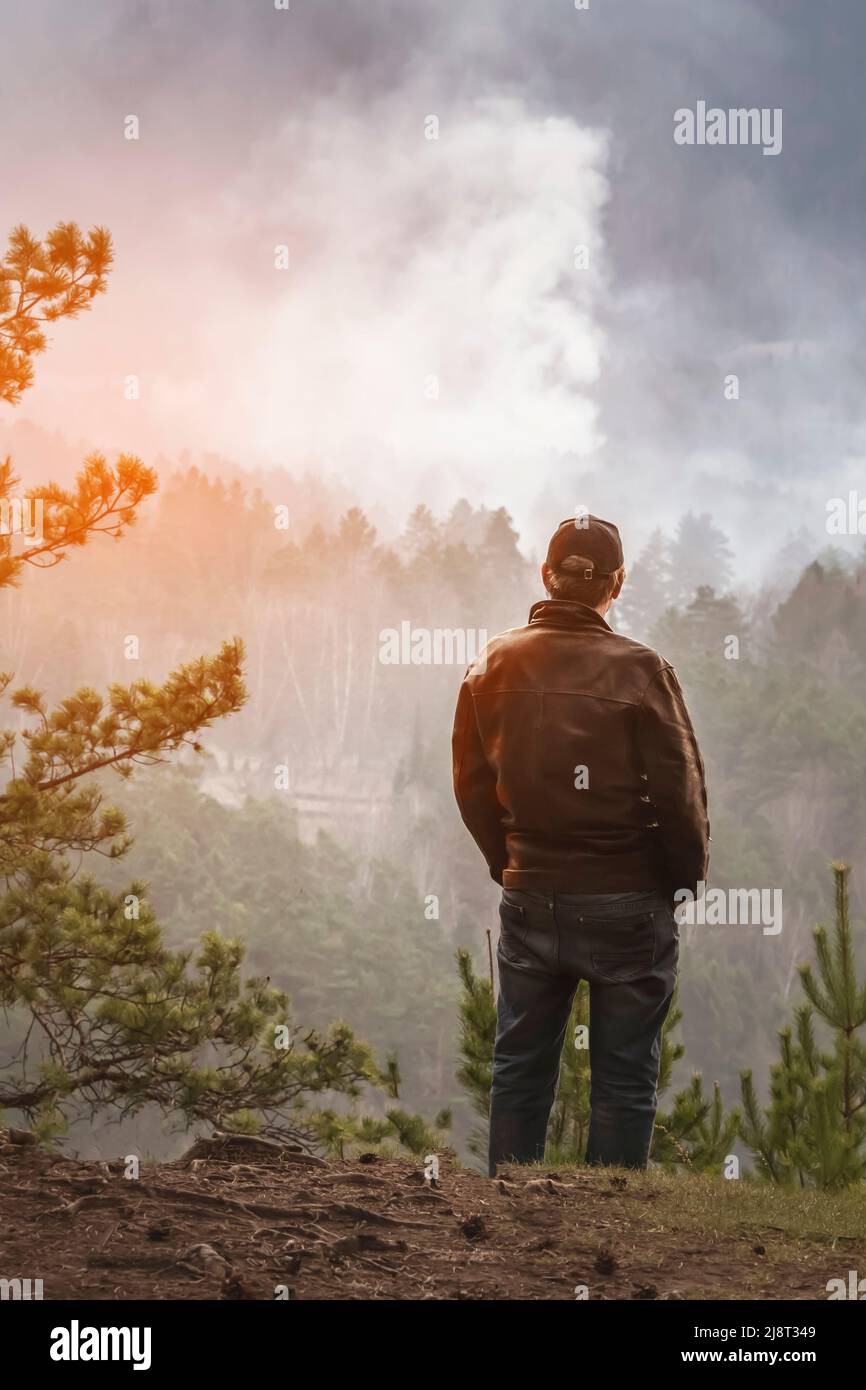 Watching smoke of a forest fire hi-res stock photography and images - Alamy