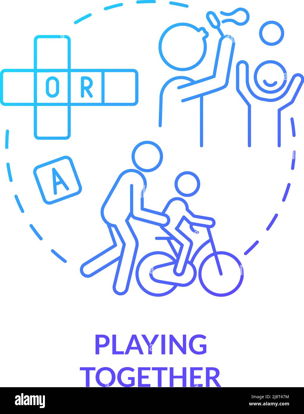 Playing together blue gradient concept icon Stock Vector Image & Art ...