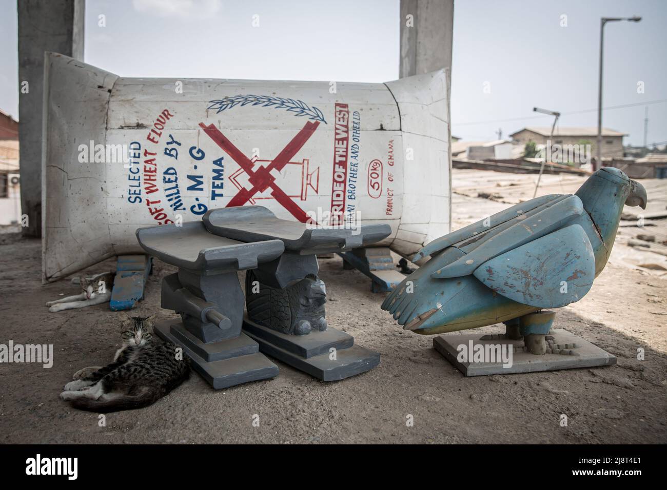 A coffin and other designs are seen at Hello Design Coffin in Accra. In ...