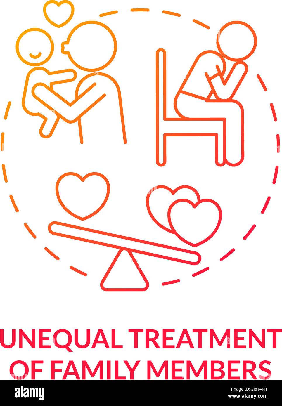 Unequal treatment of family members red gradient concept icon Stock ...
