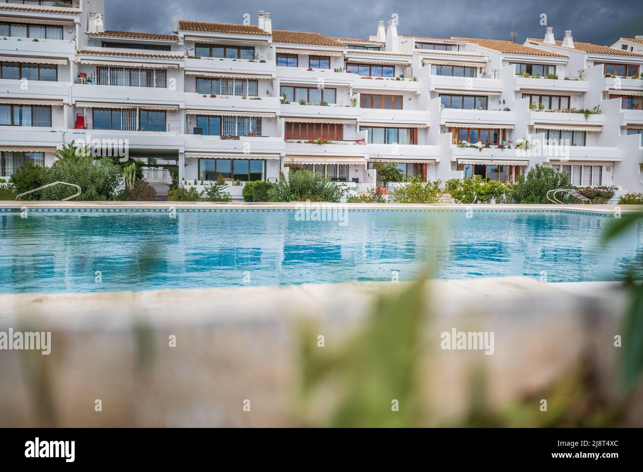 Residential complex with swimming pool in Spain Stock Photo - Alamy