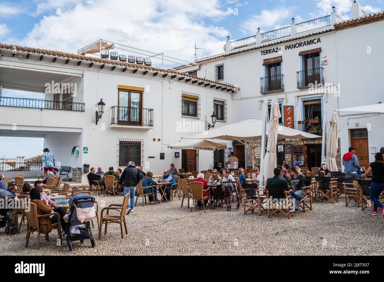 Church square in Altea old town, Alicante, Spain Stock Photo - Alamy