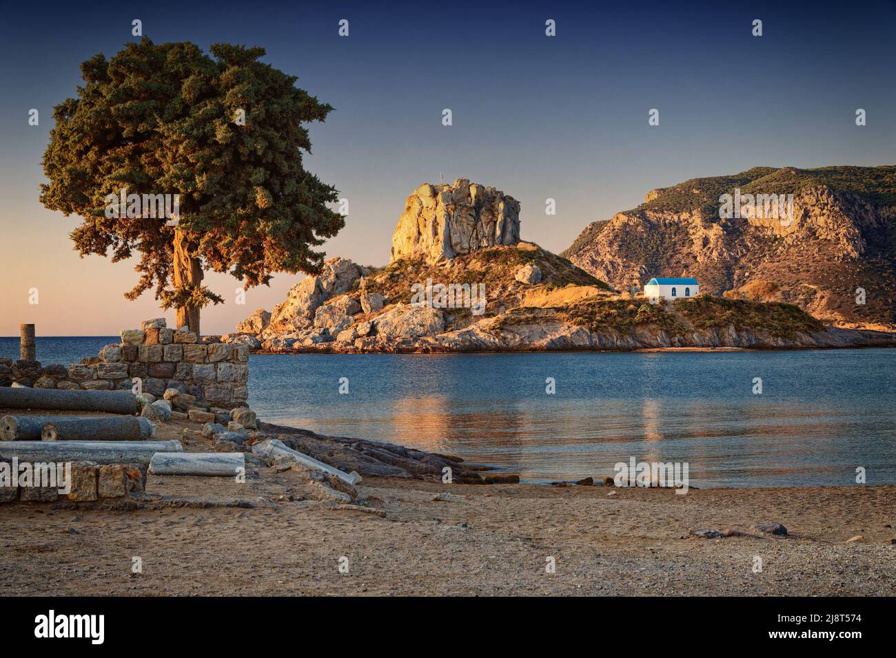 Sunrise at Kastri Island and the Chapel of Agios Nikolaos Kos Greece ...
