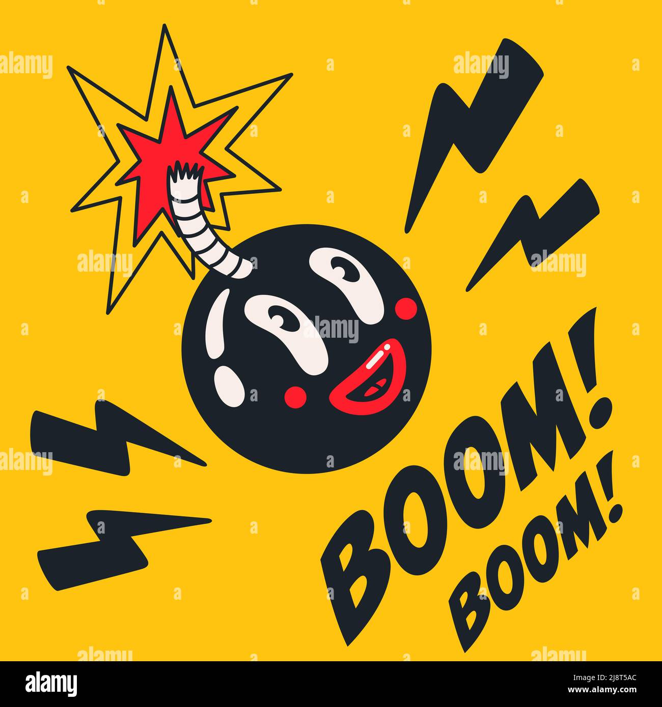 Cartoon vector funny cute Comic characters, round bomb Stock Vector ...
