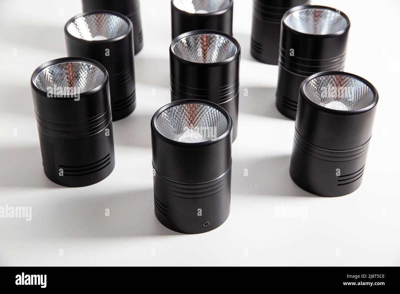 Modern LED lamps in the form of a tube for the ceiling on a white ...