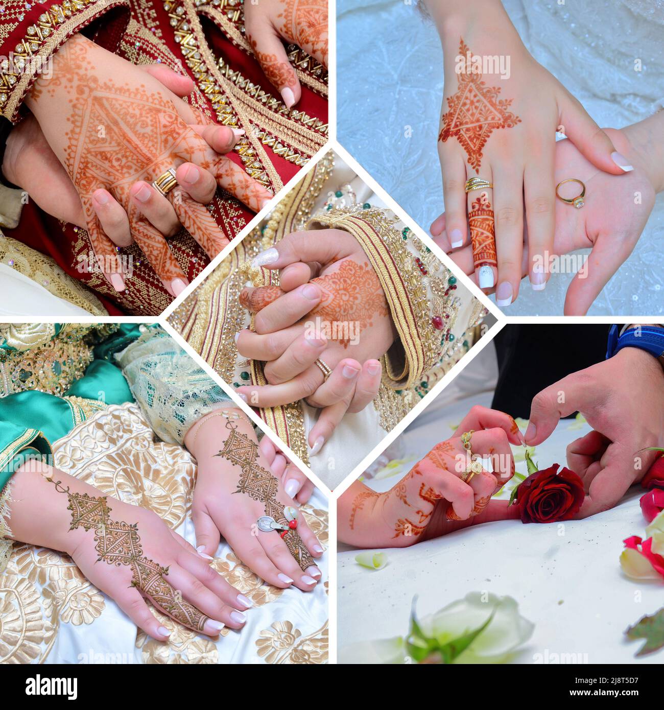 Photo collages of girls' hands with henna tattoos Stock Photo - Alamy