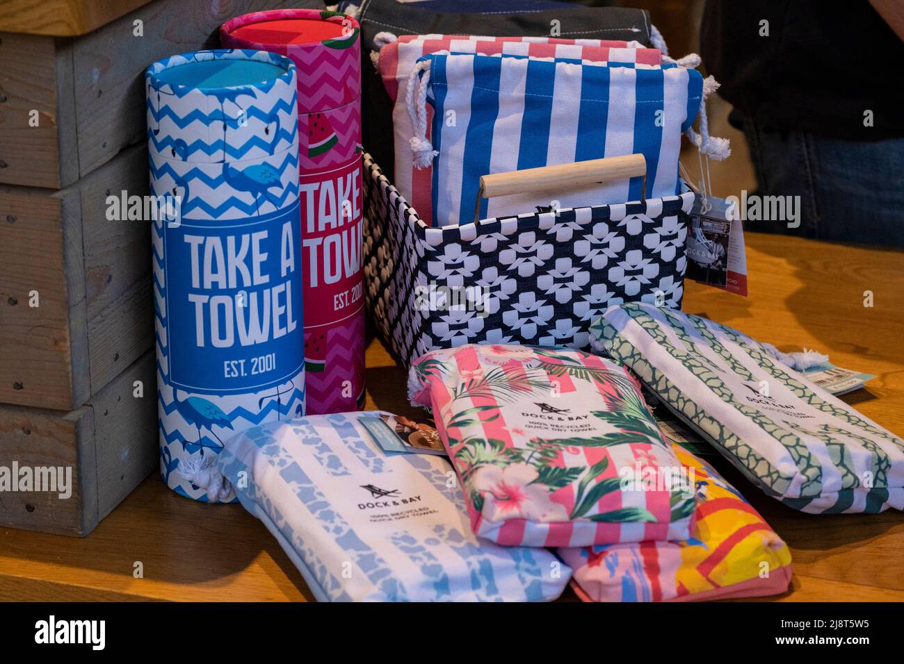 Swimming merchandise on display and on sale Stock Photo - Alamy