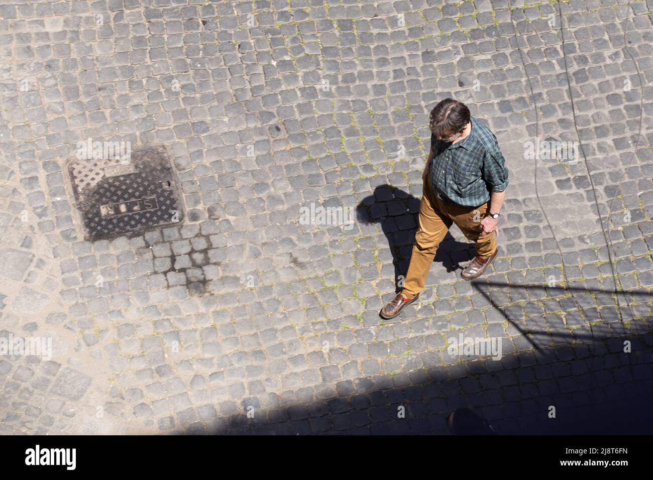 Italian director Nanni Moretti walks on the set of his new film "Il Sol ...