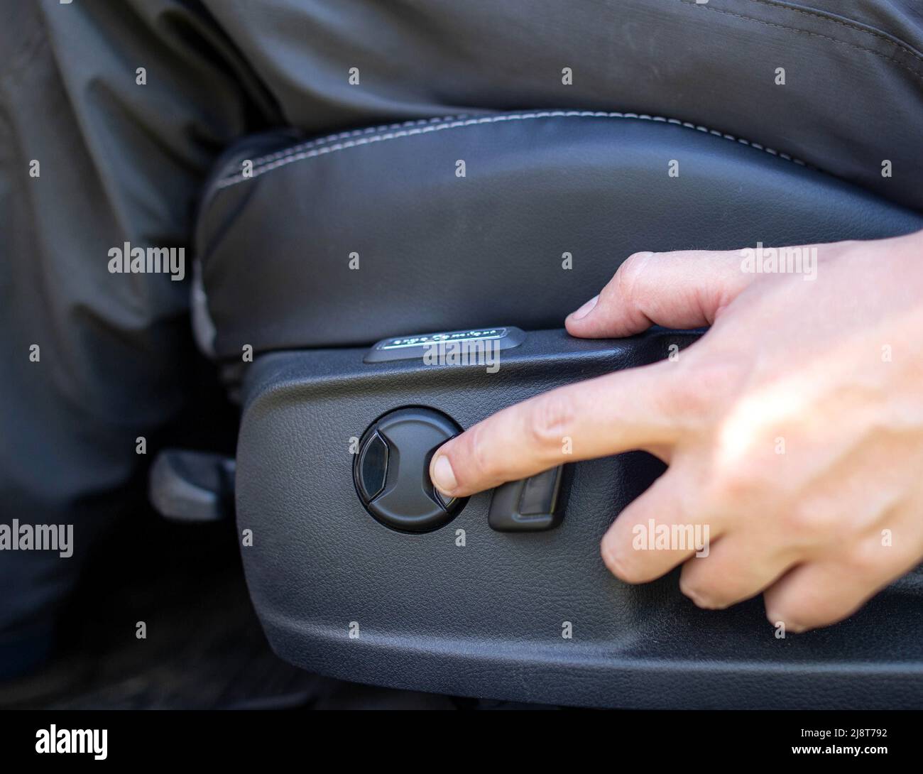 Electric adjustment of the driver's backrest angle in the car. Comfort ...