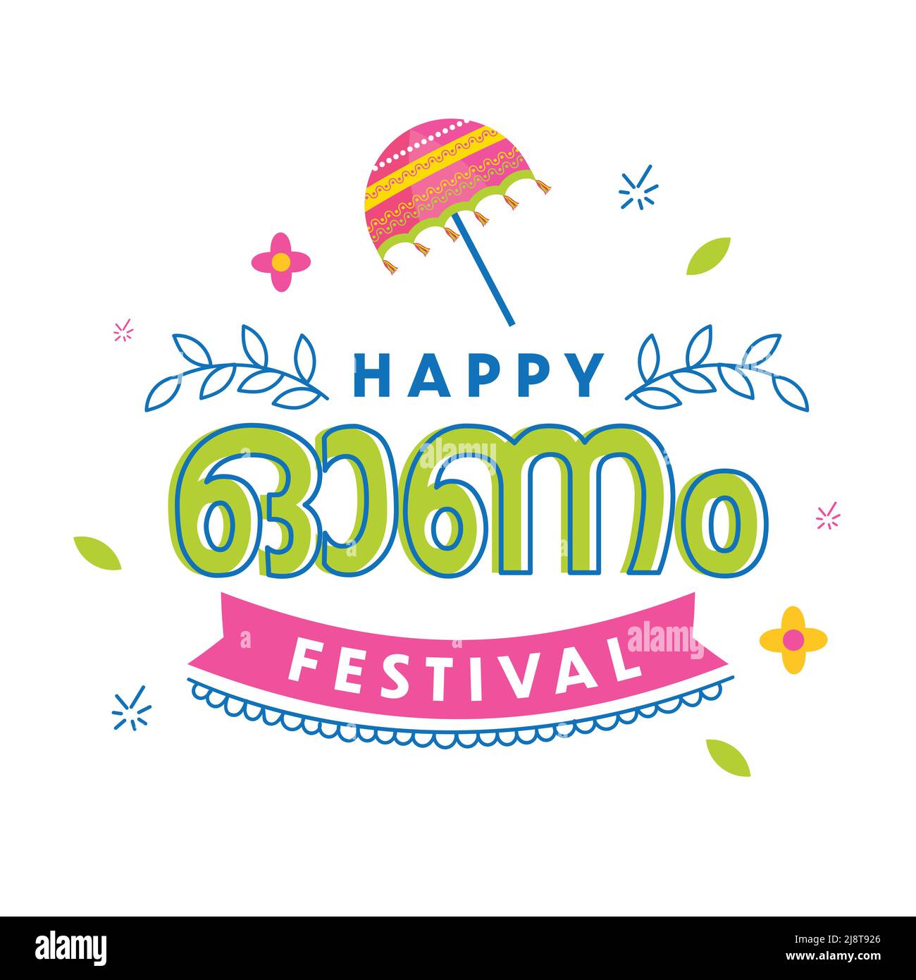 Happy Onam Festival Greeting Card With Malayalam Language And Olakkuda ...