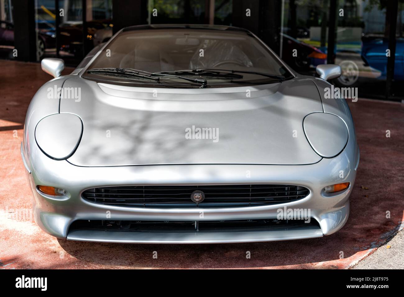 Miami Beach, Florida USA - April 15, 2021: silver jaguar xj220 1991 ...