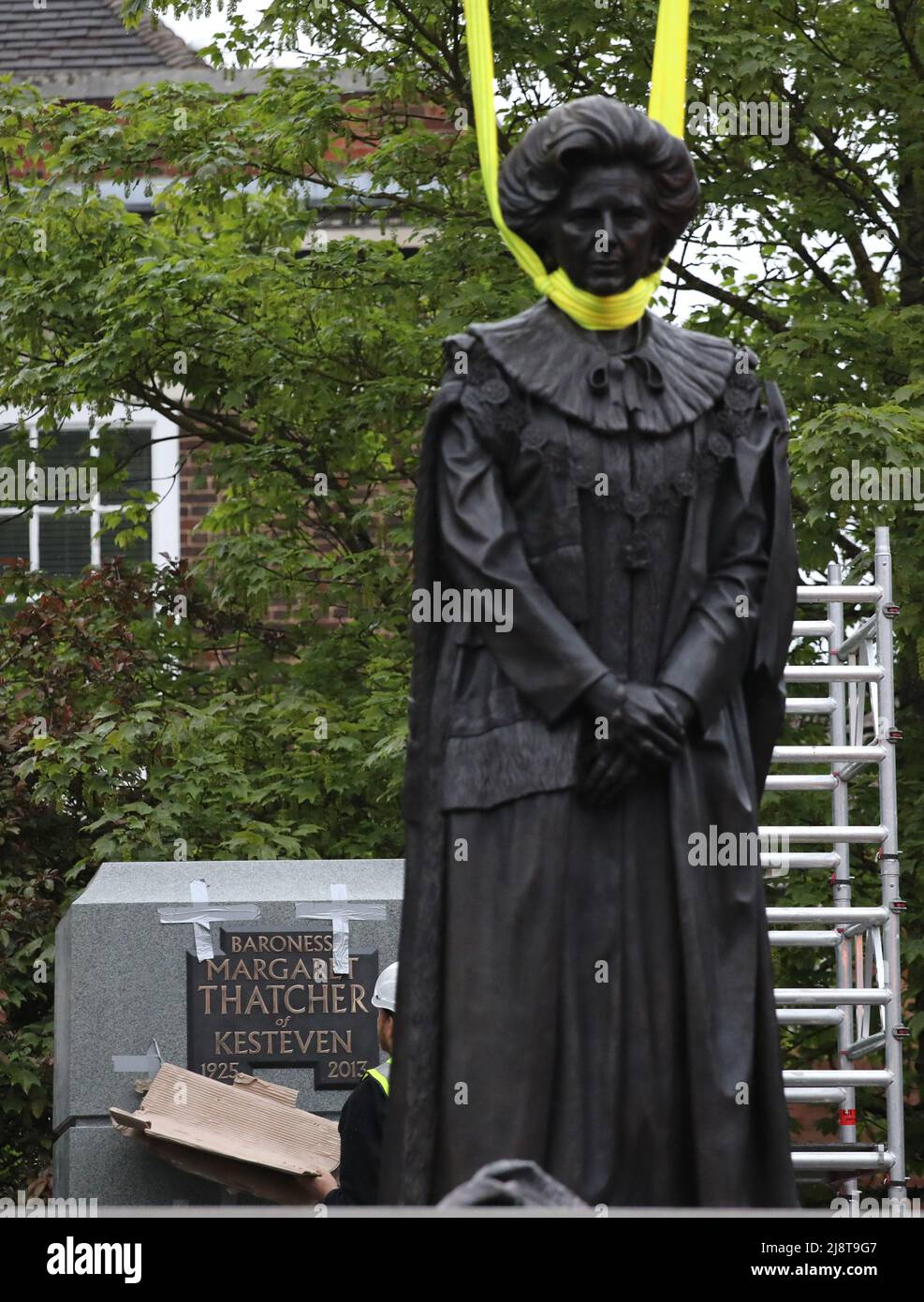 Grantham, UK. 15th May, 2022. The bronze statue of former Prime ...