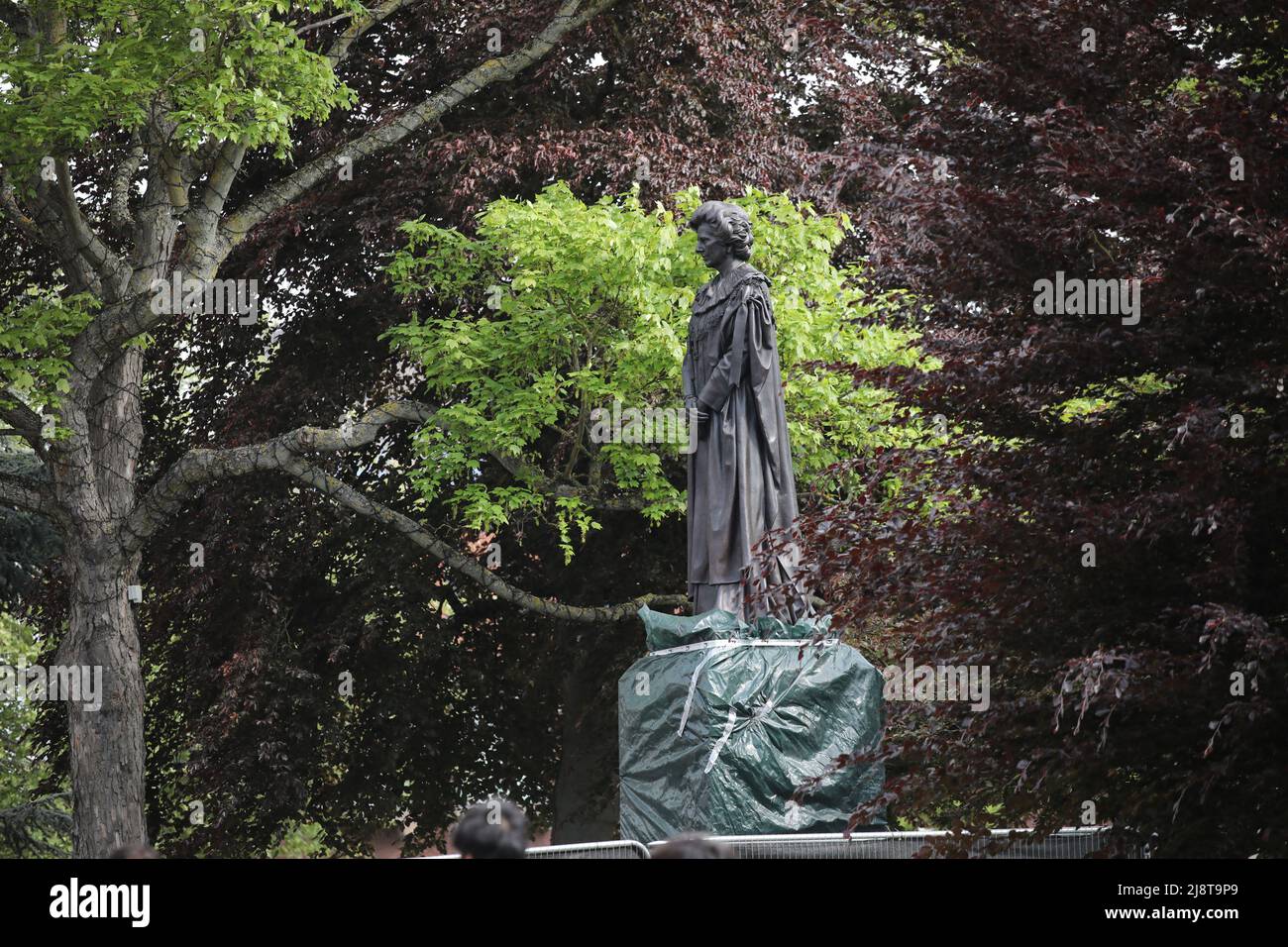 Grantham, UK. 15th May, 2022. The bronze statue of former Prime ...