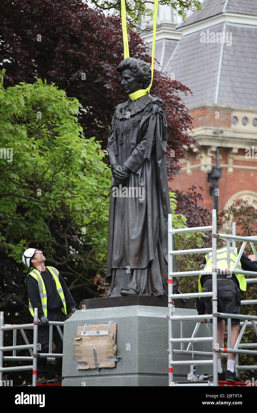 Grantham, UK. 15th May, 2022. The bronze statue of former Prime ...