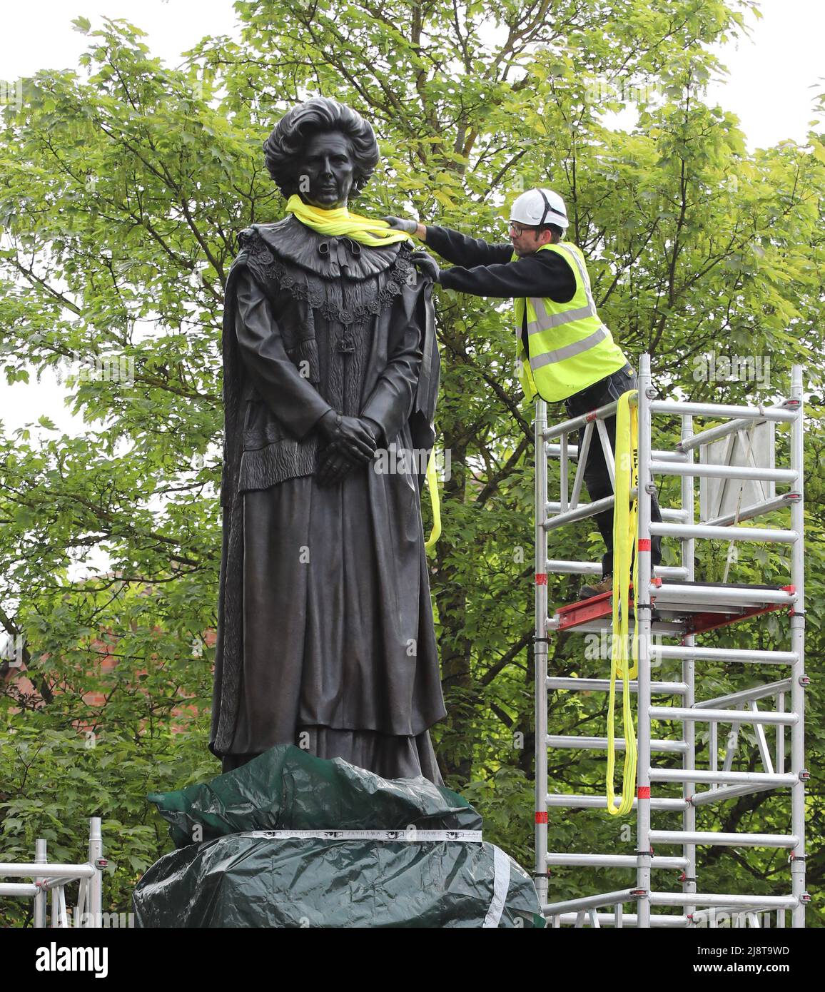 Grantham, UK. 15th May, 2022. The bronze statue of former Prime ...