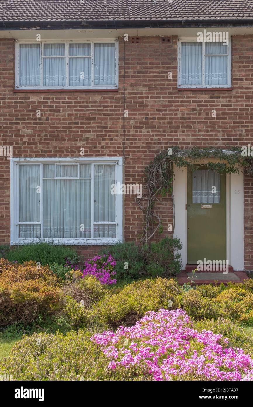House, 1940s style, with critall style windows, front garden with lawn ...