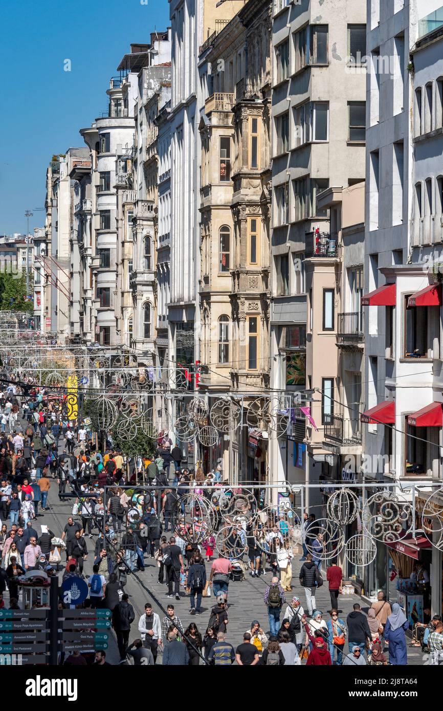 Famous Istiklal Street in Beyoglu District of Istanbul,Turkey Stock ...