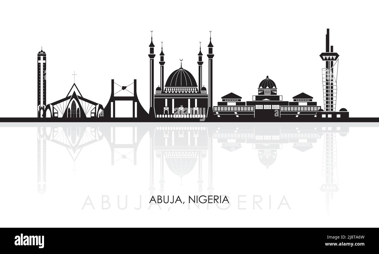 Silhouette Skyline panorama of city of Abuja, Nigeria - vector ...