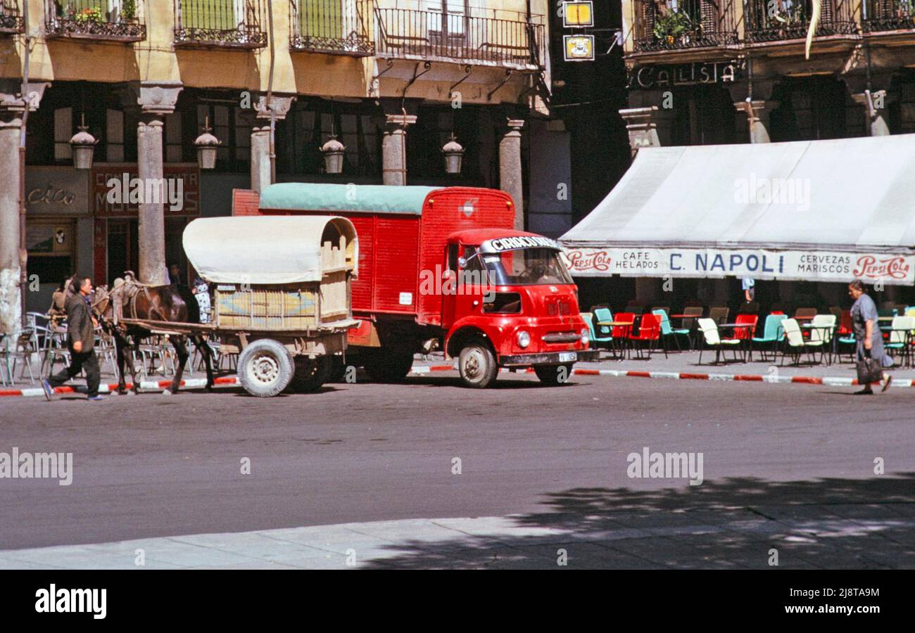 Plaza Mayor square, Cafe Napoli, Valladolid, Spain, 1964 red SAVA S66 ...