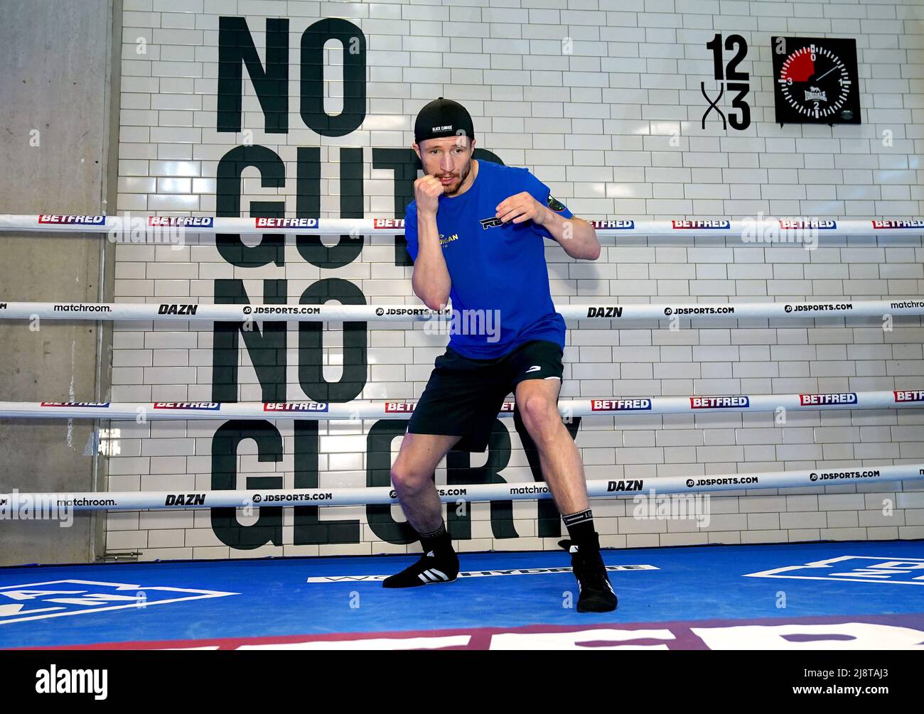 Robbie Davies Jr during a media workout at 12X3 Boxing, London. Picture ...