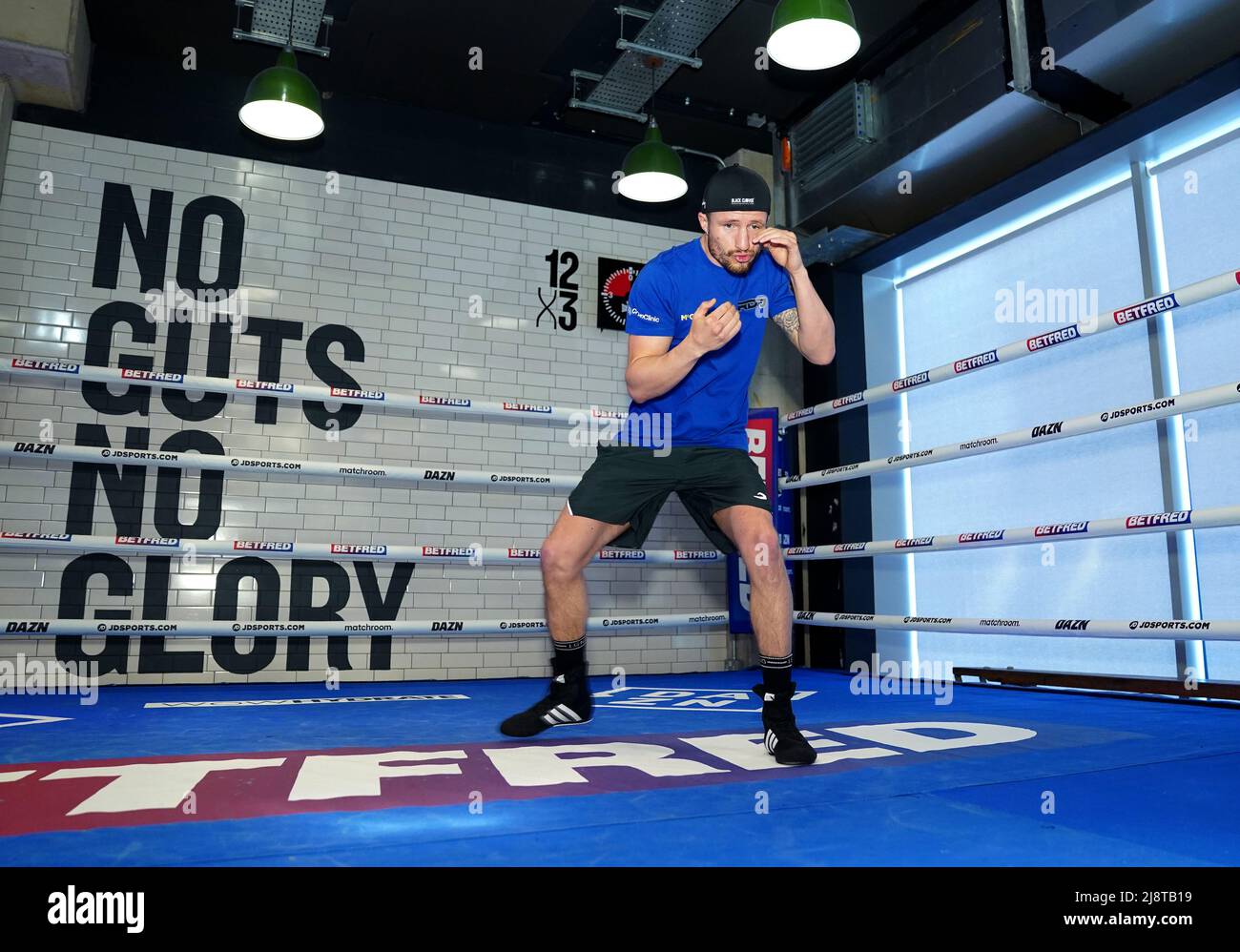 Robbie Davies Jr during a media workout at 12X3 Boxing, London. Picture ...