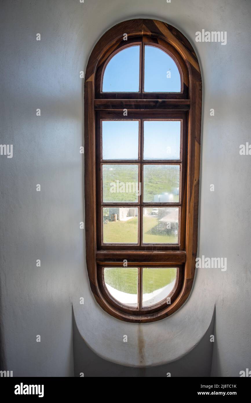 Window detail in the tower of the Seal Point Lighthouse, Cape St ...