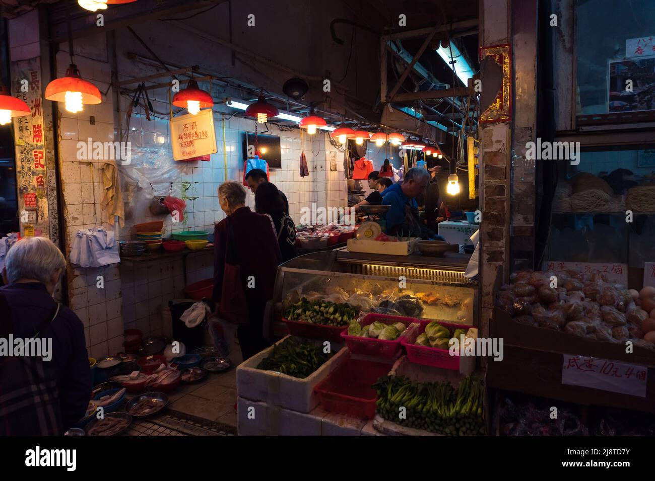 Hong Kong,March 24,2019:People among the classic markets in the narrow and crowded streets of ...