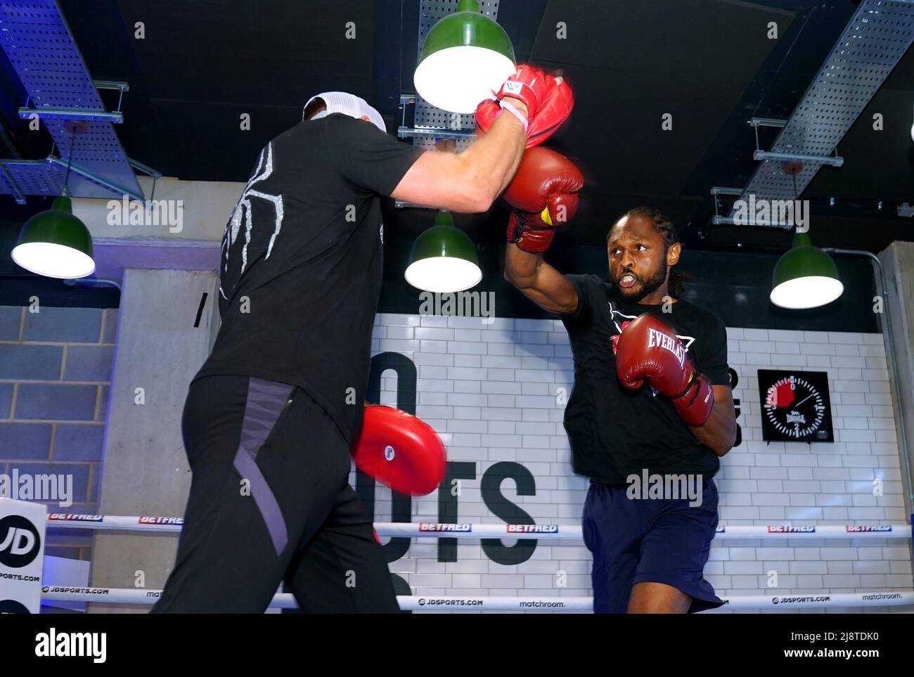 Craig Richards (right) during a media workout at 12X3 Boxing, London ...
