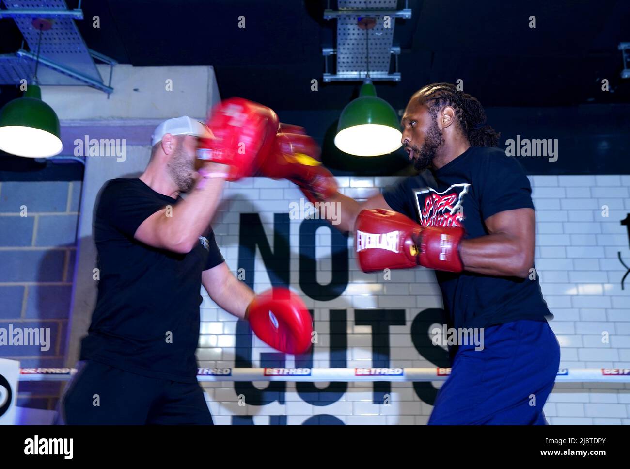 Craig Richards (right) during a media workout at 12X3 Boxing, London ...