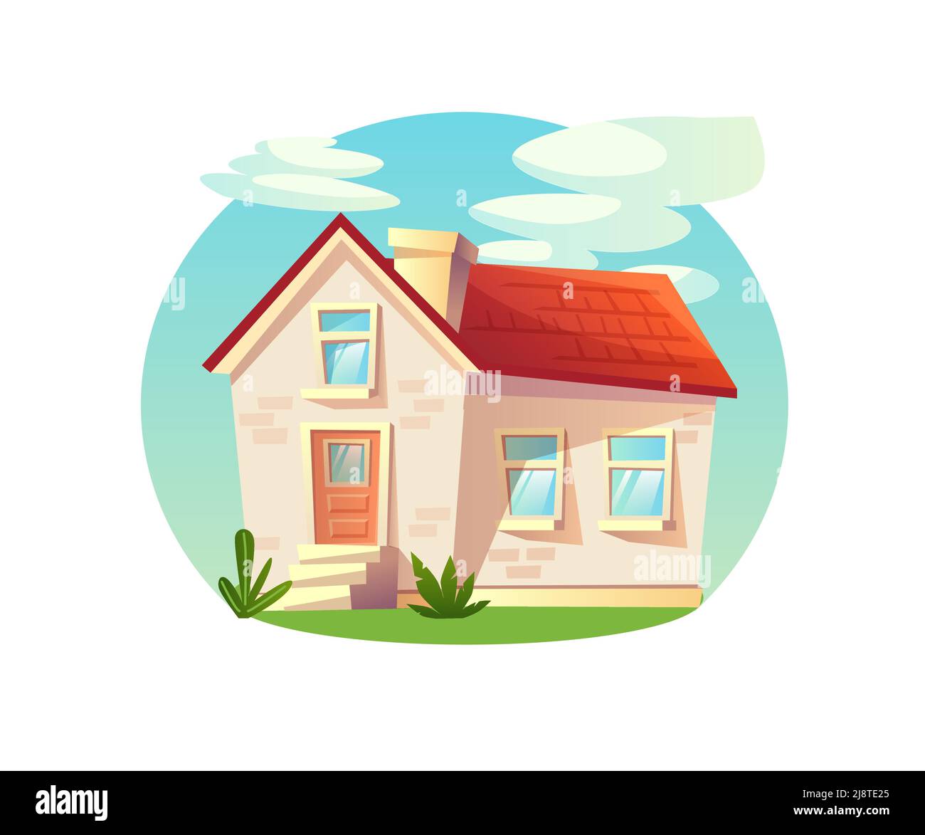 Flat cartoon country house,cityscape,urban scenery elements vector ...