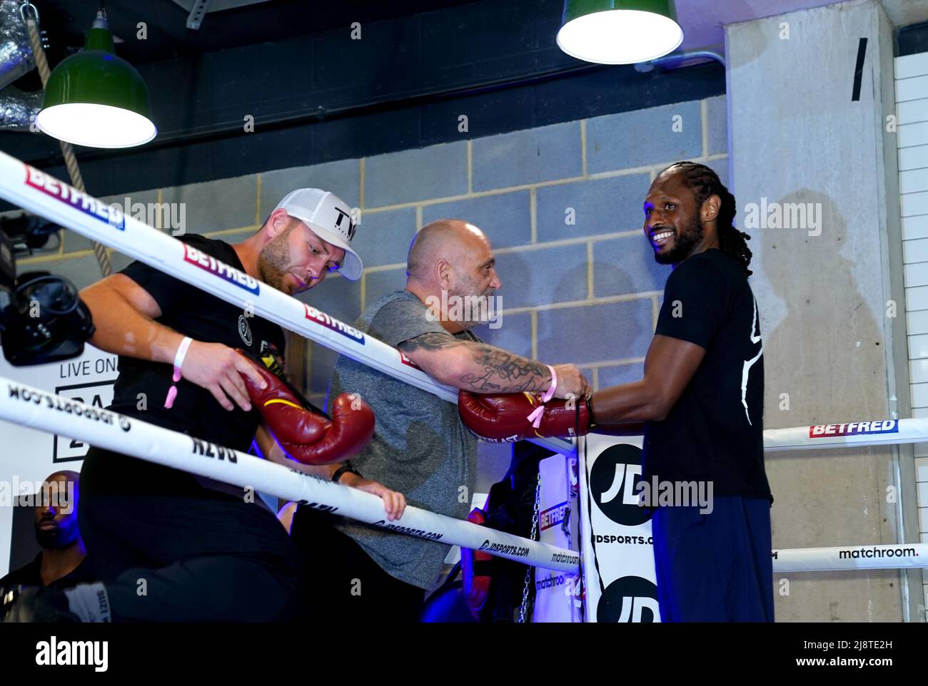 Craig Richards (right) during a media workout at 12X3 Boxing, London ...