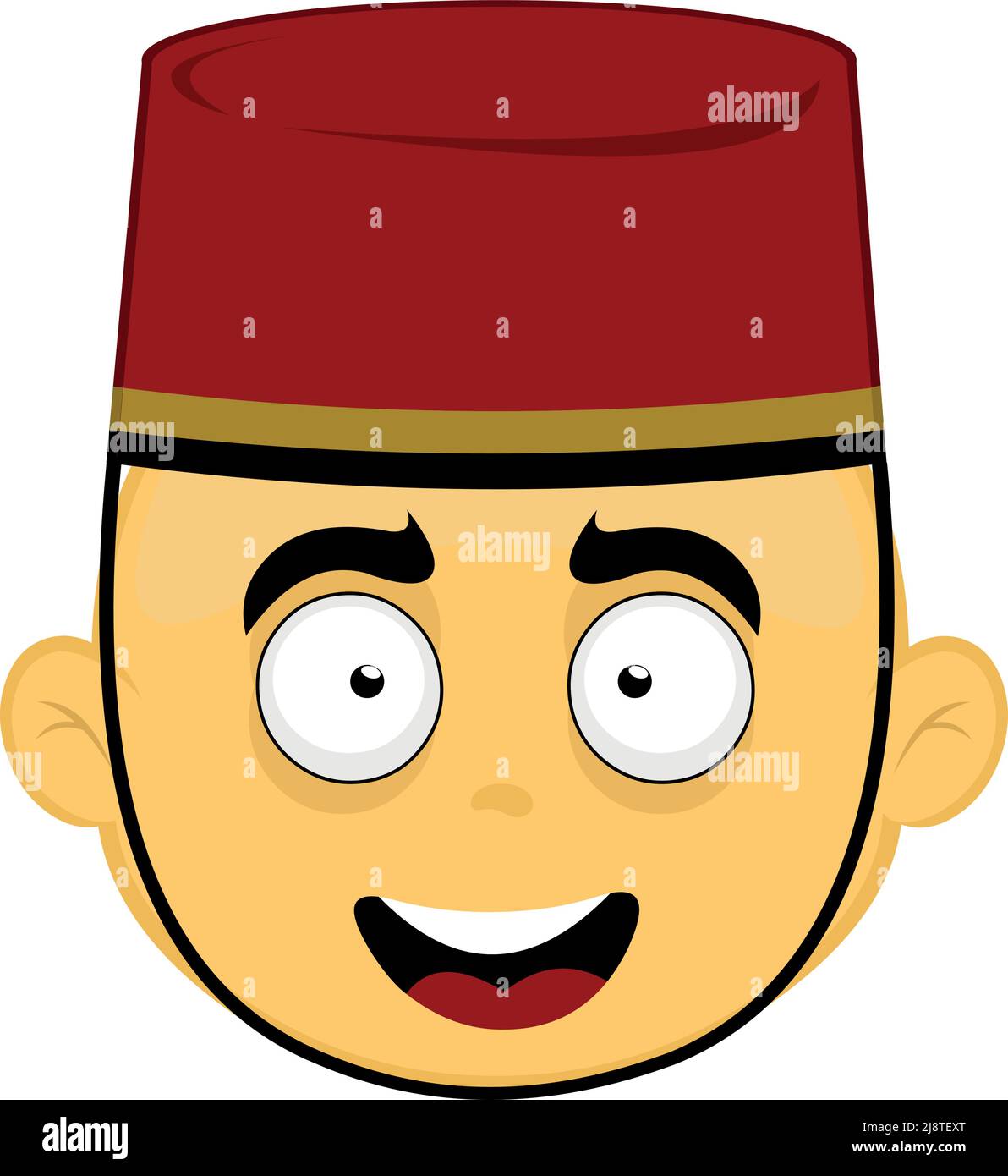 Vector illustration of a yellow cartoon character face with a bellboy ...
