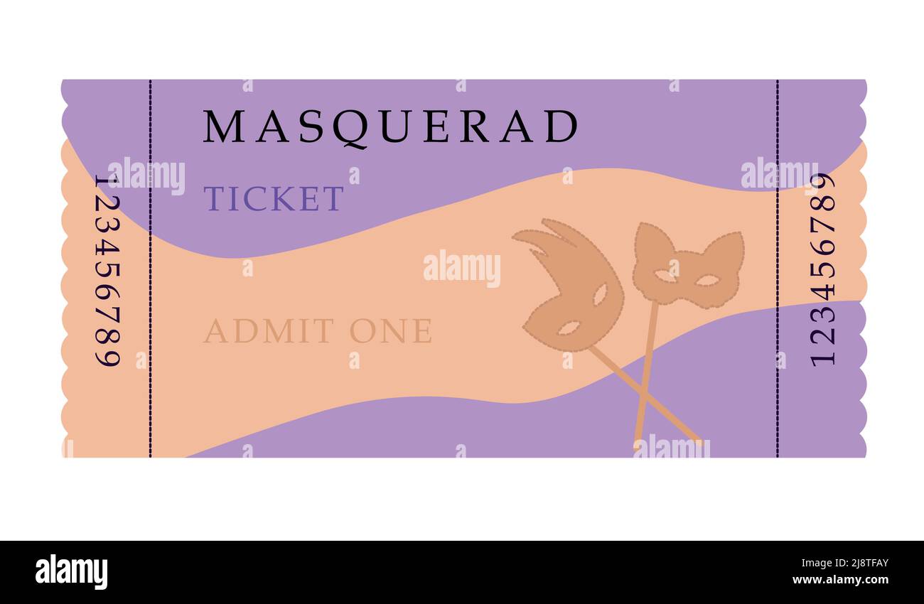 Masquerade ticket, illustration in violet and orange colors Stock ...