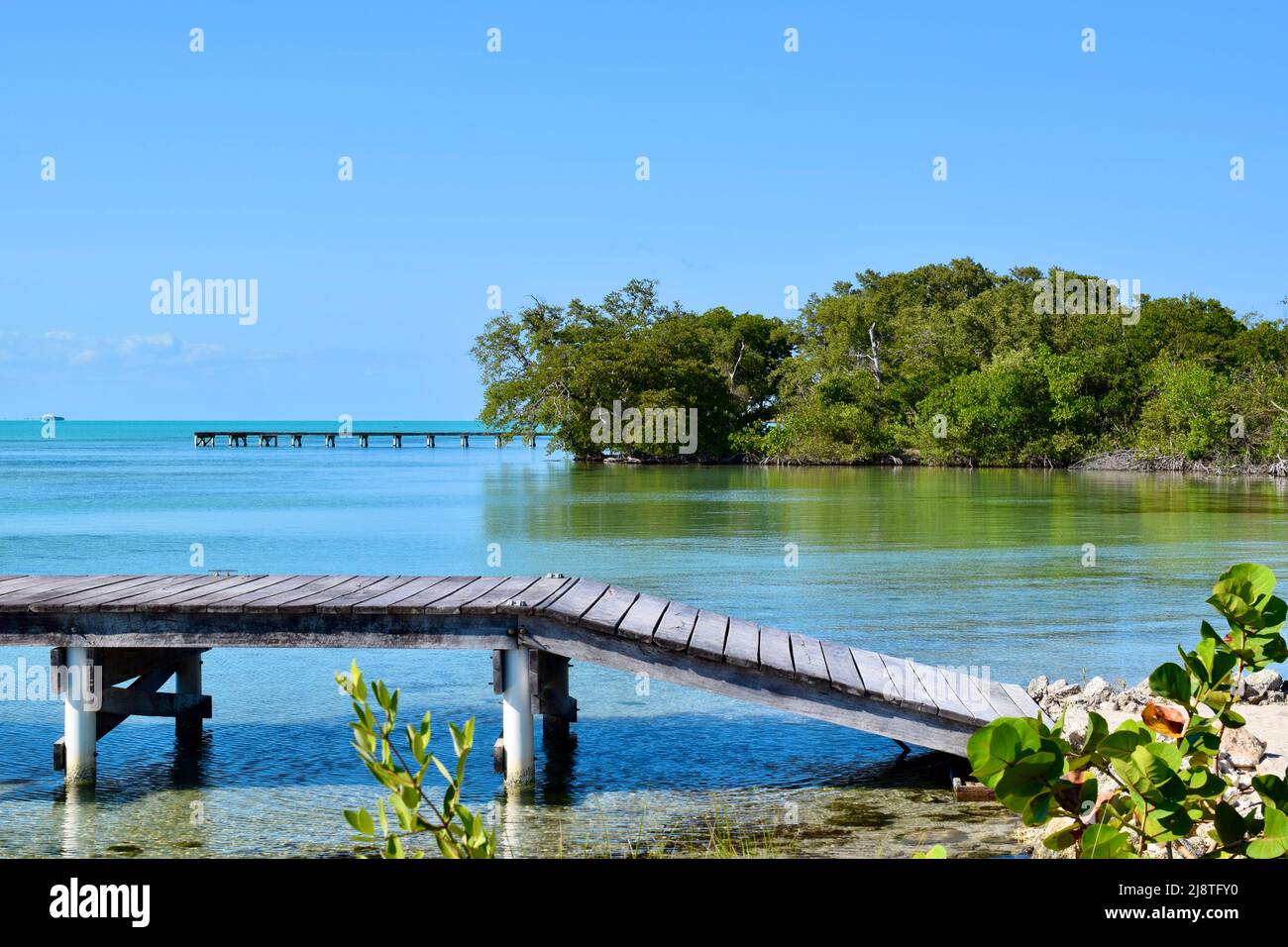 A tranquil scene on the west coast of Ambergris Caye, Belize near ...