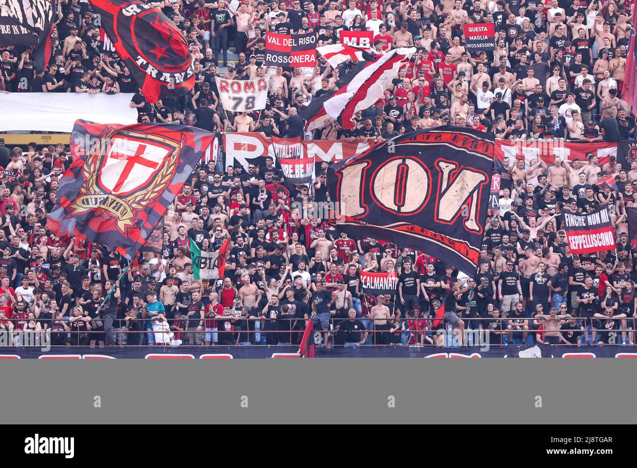 Italy. 15th May, 2022. Italy, Milan, may 15 2022: ac Milan supporters ...