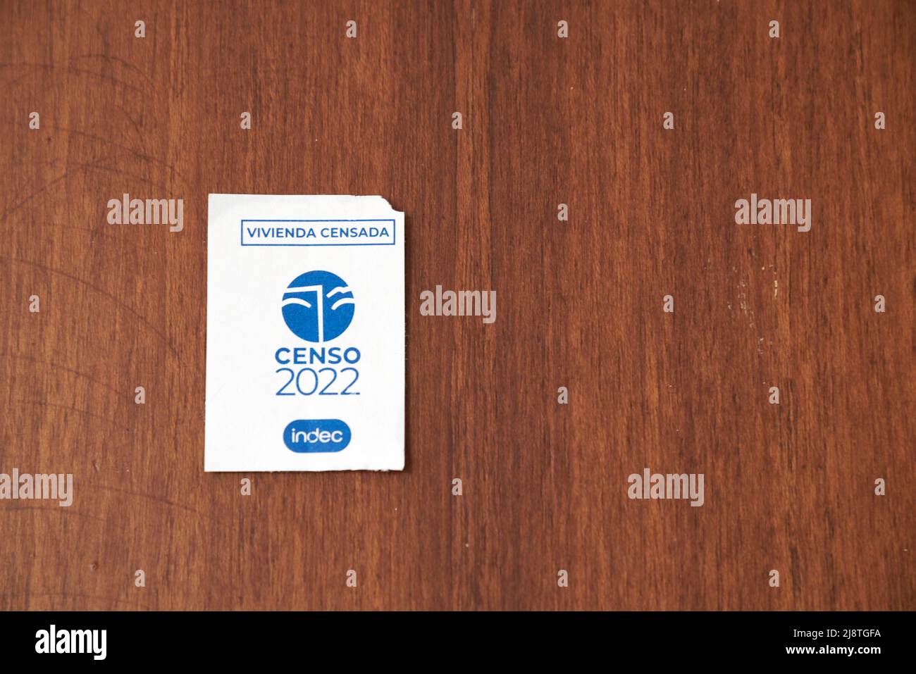 May 18 2022, Buenos Aires, Argentina: Sticker indicating that a house ...