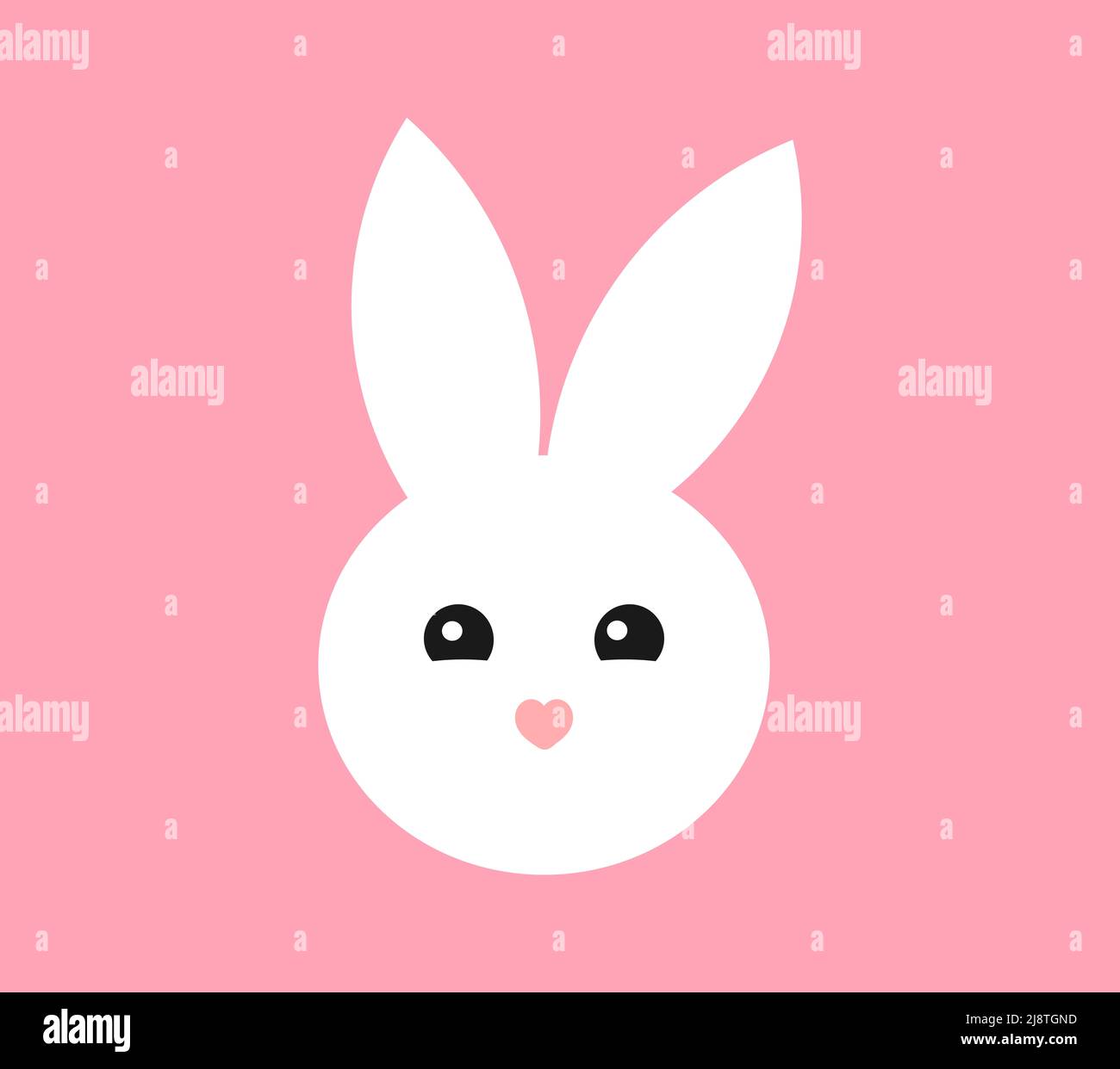 Cute white Easter bunny face. Vector illustration Stock Photo - Alamy