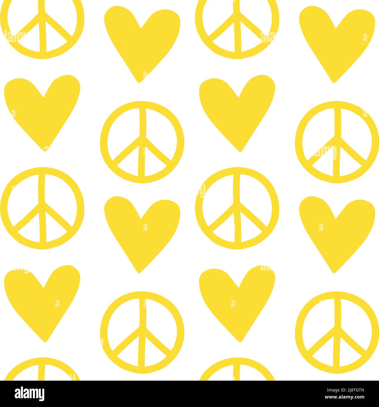 Vector seamless pattern of peace signs and hearts Stock Vector Image ...