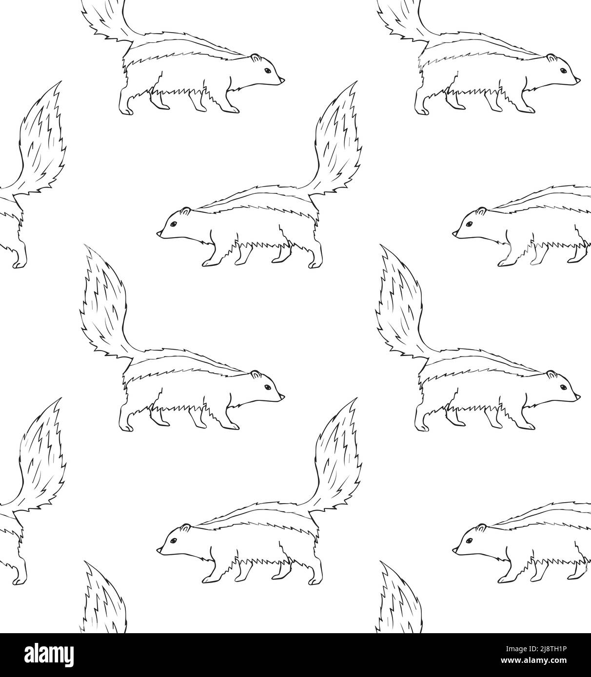 Vector seamless pattern of hand drawn skunk Stock Vector Image & Art ...