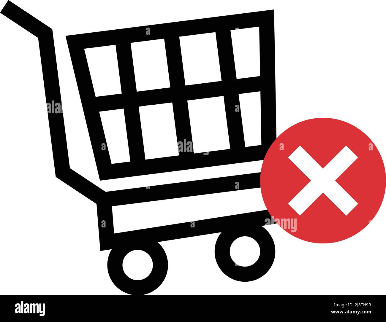 Shopping cart and cross mark icon. Editable vector Stock Vector Image ...