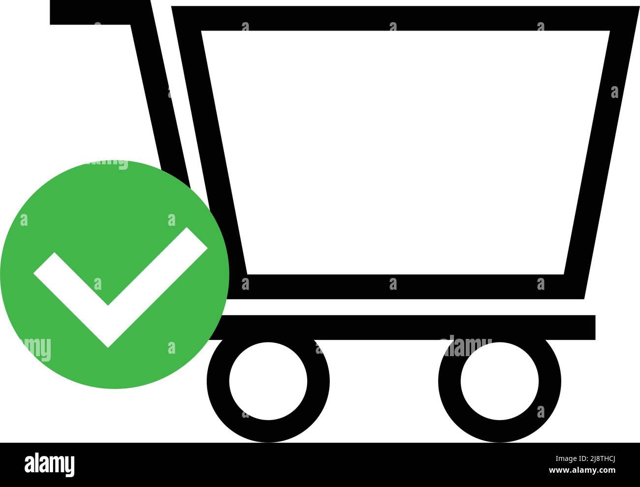 Check mark and shopping cart icon. Editable vector Stock Vector Image ...
